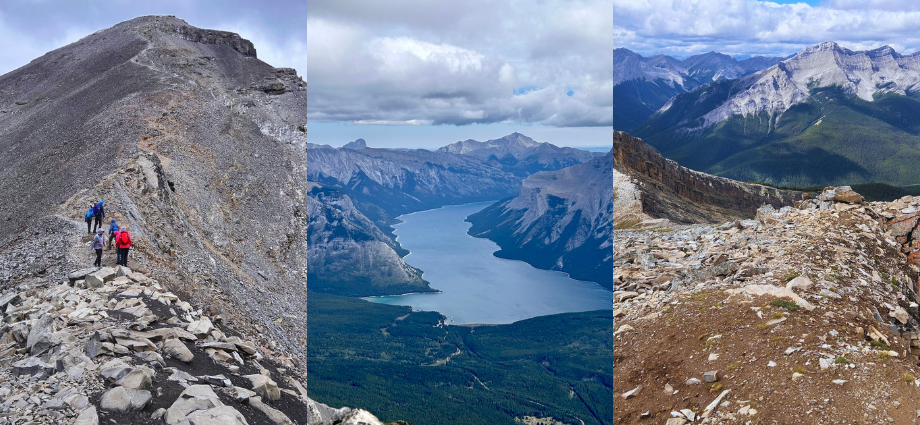 Climbing Cascade Mountain through the whipping winds - Running with Rhyno